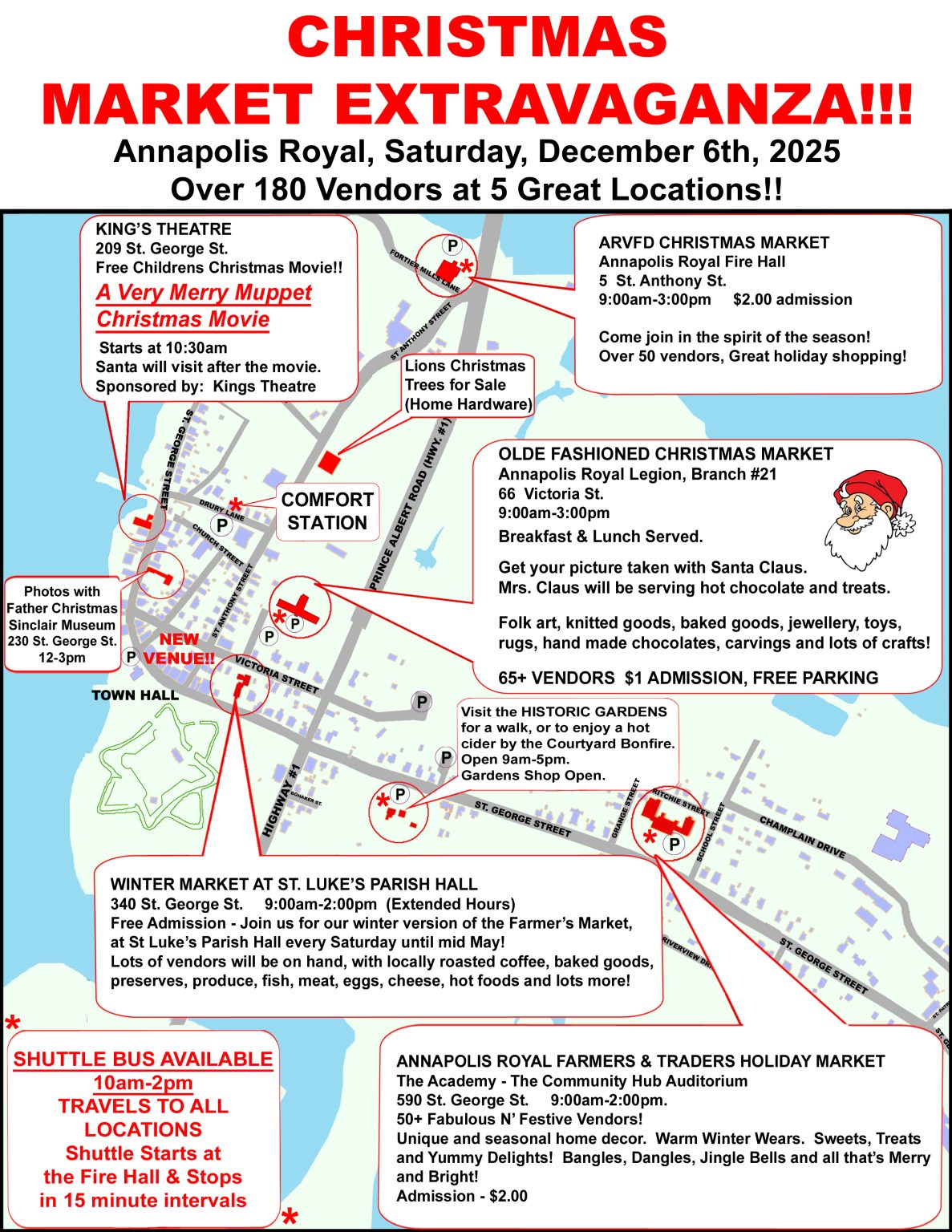 Christmas Market Extravaganza - December 6, 2025 - Town of Annapolis Royal